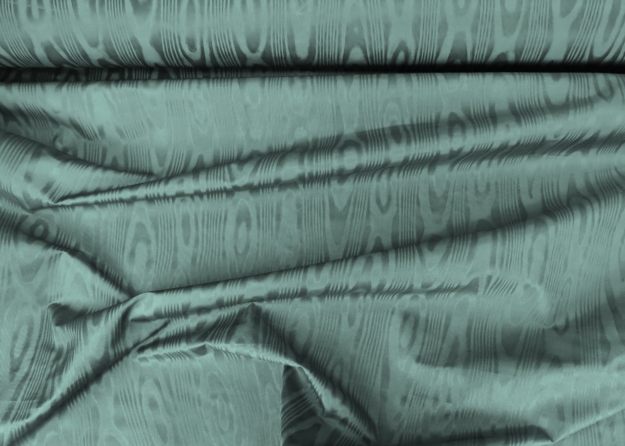 TAFm-01, Moiré silk taffeta, smoky teal, 135 cm wide, per meter | tafm-01